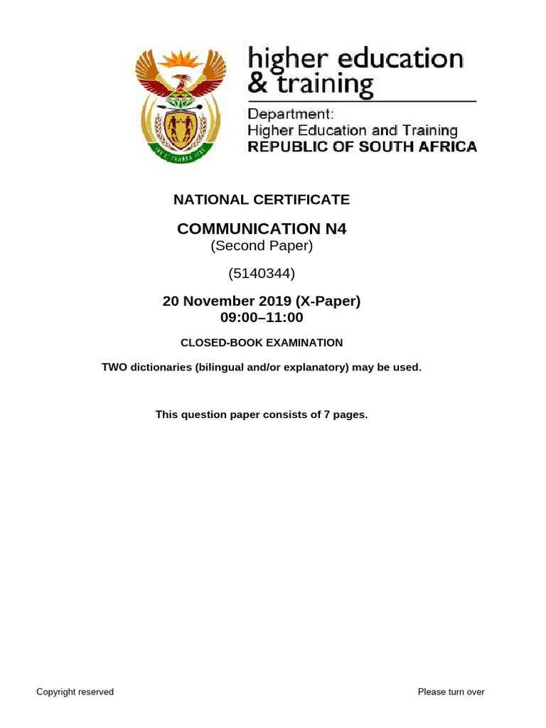 n160 - Communication n4 p2 QP Nov 2019 | PDF | Communication ...
