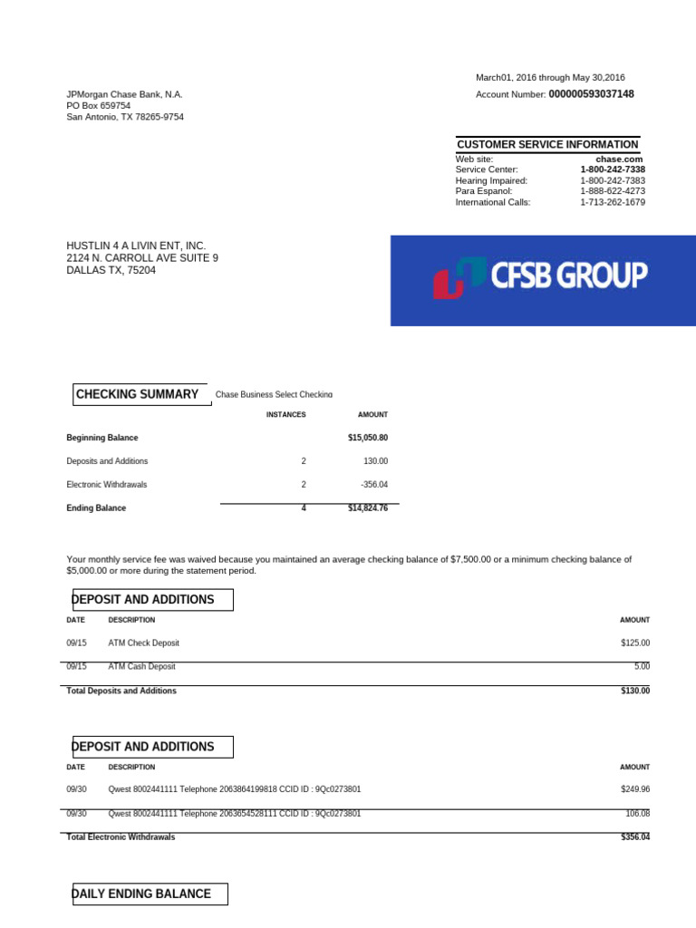 Chase-Bank-Statement-TemplateLab.com_ | PDF | Chase Bank | Banking ...