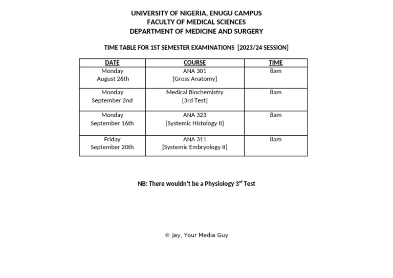 3rd Semester Exam Time Table | PDF