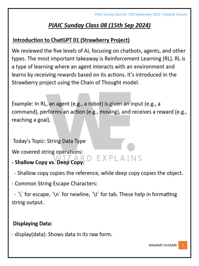 PIAIC Class 08: ChatGPT & Python Basics | PDF | Boolean Data Type ...