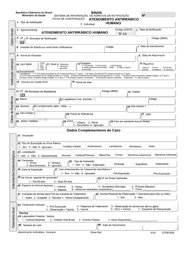 Notificação de Tratamento Antirrábico | PDF | Raiva | Sistema de saúde