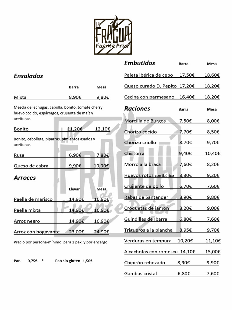 Carta2023 Comida Menu y Vinos | PDF | Platos con carne | Alimentos