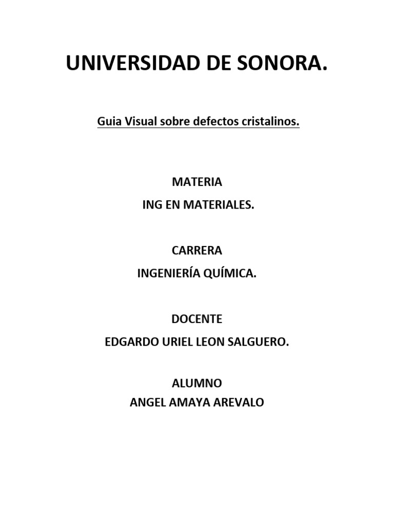 Guia Visual Sobre Defectos Cristalinos. | PDF | Ciencia y matemáticas