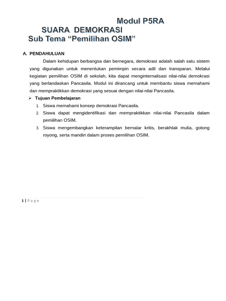 Layout Modul P5RA - Pemilihan OSIM | PDF