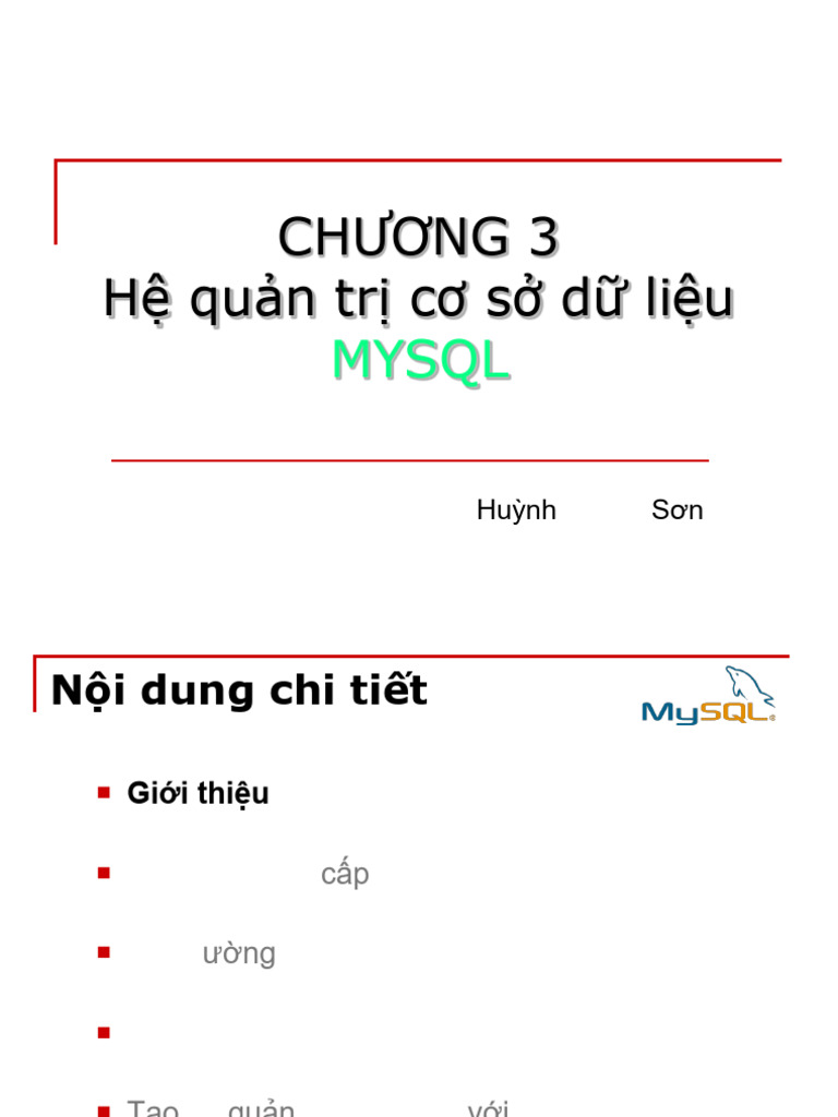 BUOI4 CHUONG 3 He Quan Tri Co So Du Lieu MySQL | PDF