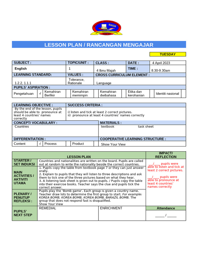 Week 3 | PDF | Lesson Plan | Curriculum