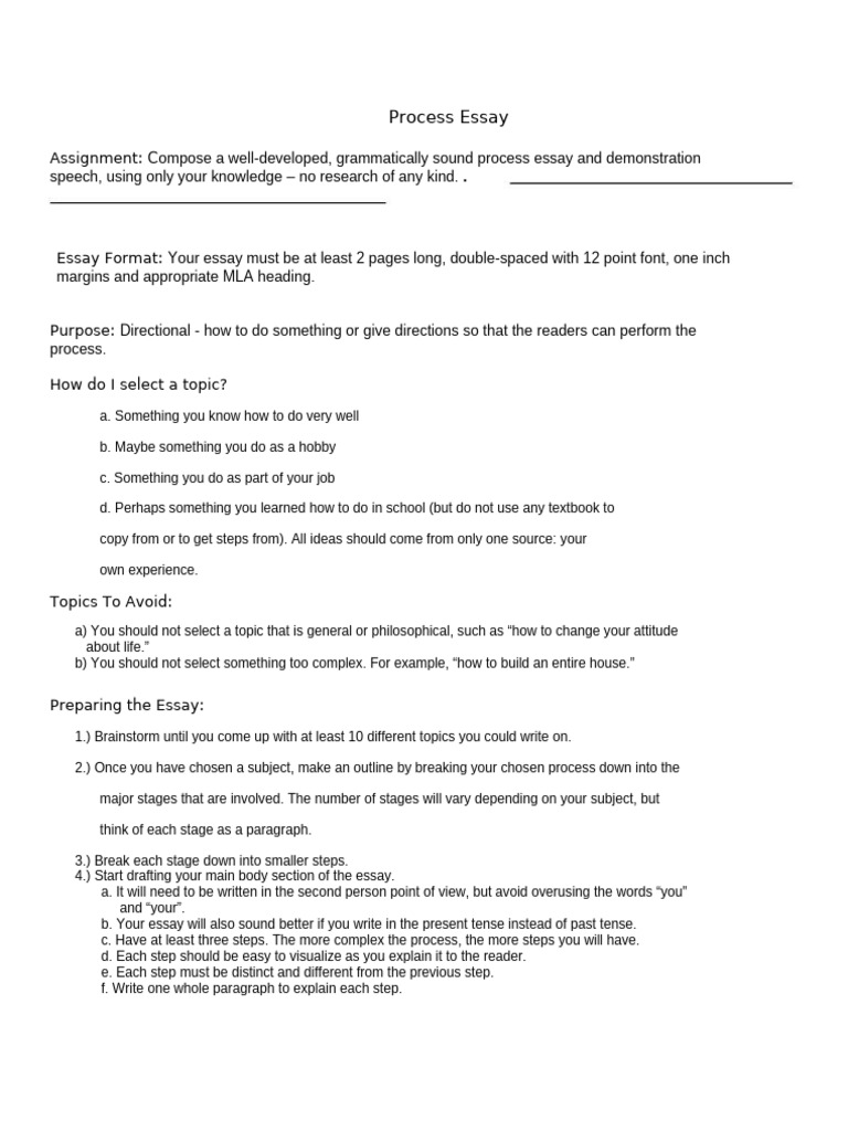 Process Essay Assignment | PDF | Essays | Human Communication