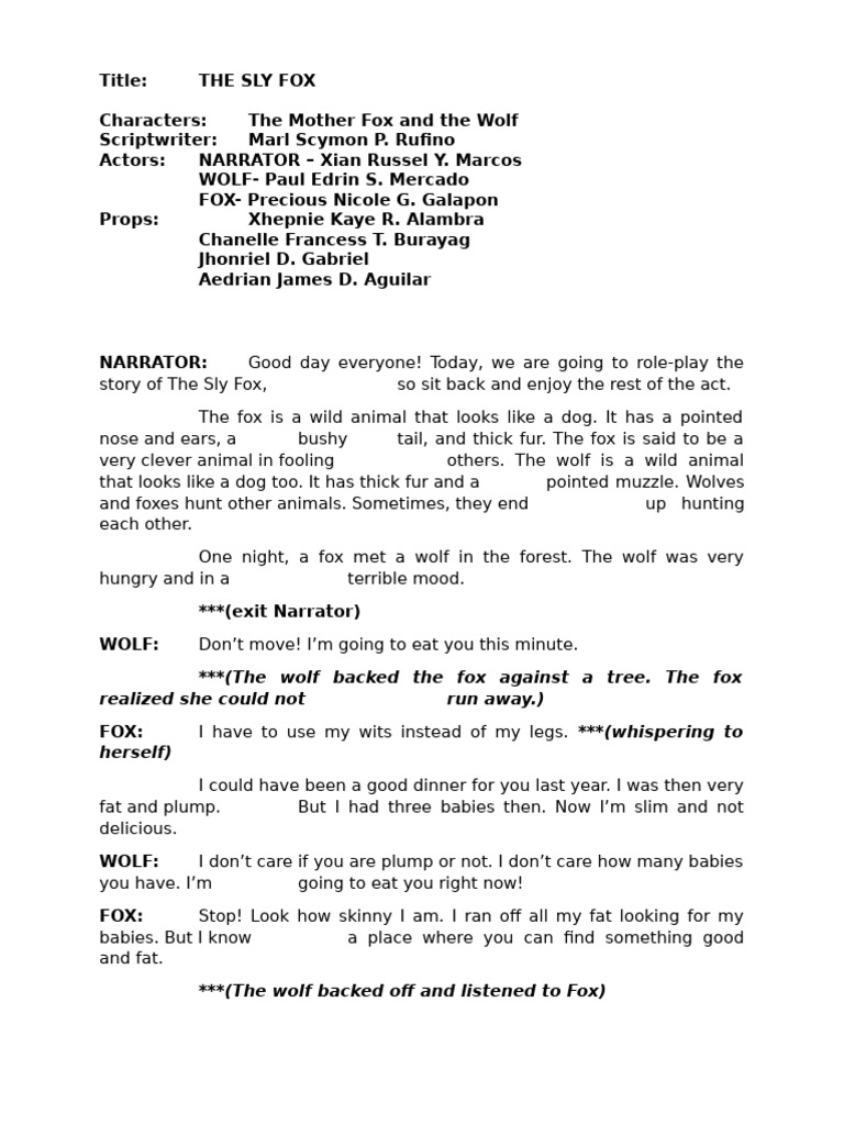 The Sly Fox Script | PDF | Art | Classics