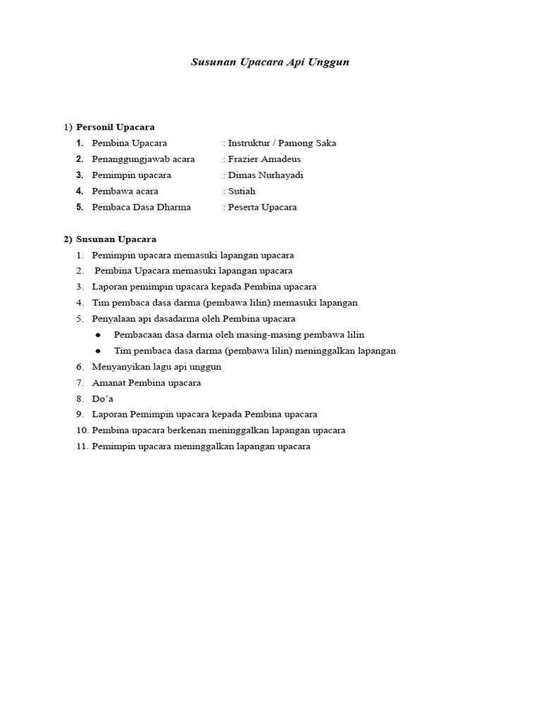 Susunan Upacara Api Unggun | PDF