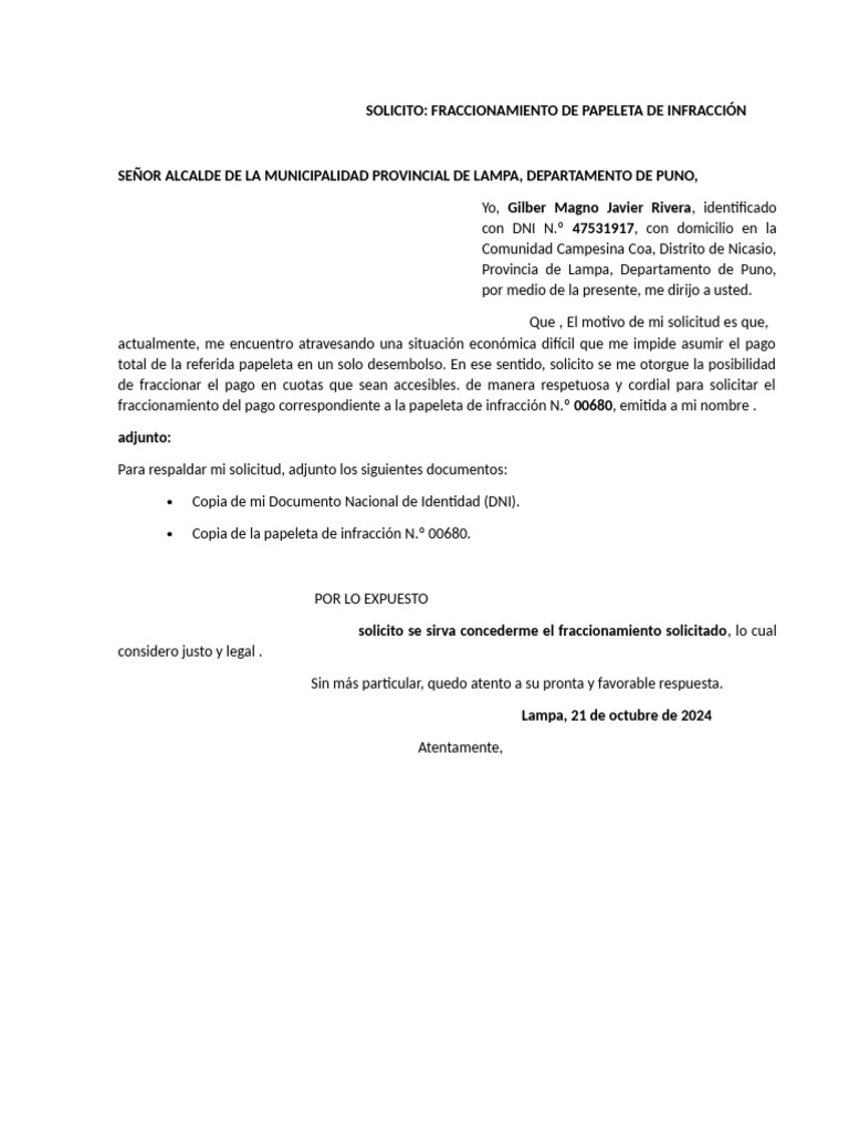 Solicito de Nicasio | PDF | Documento de identidad | Gobierno