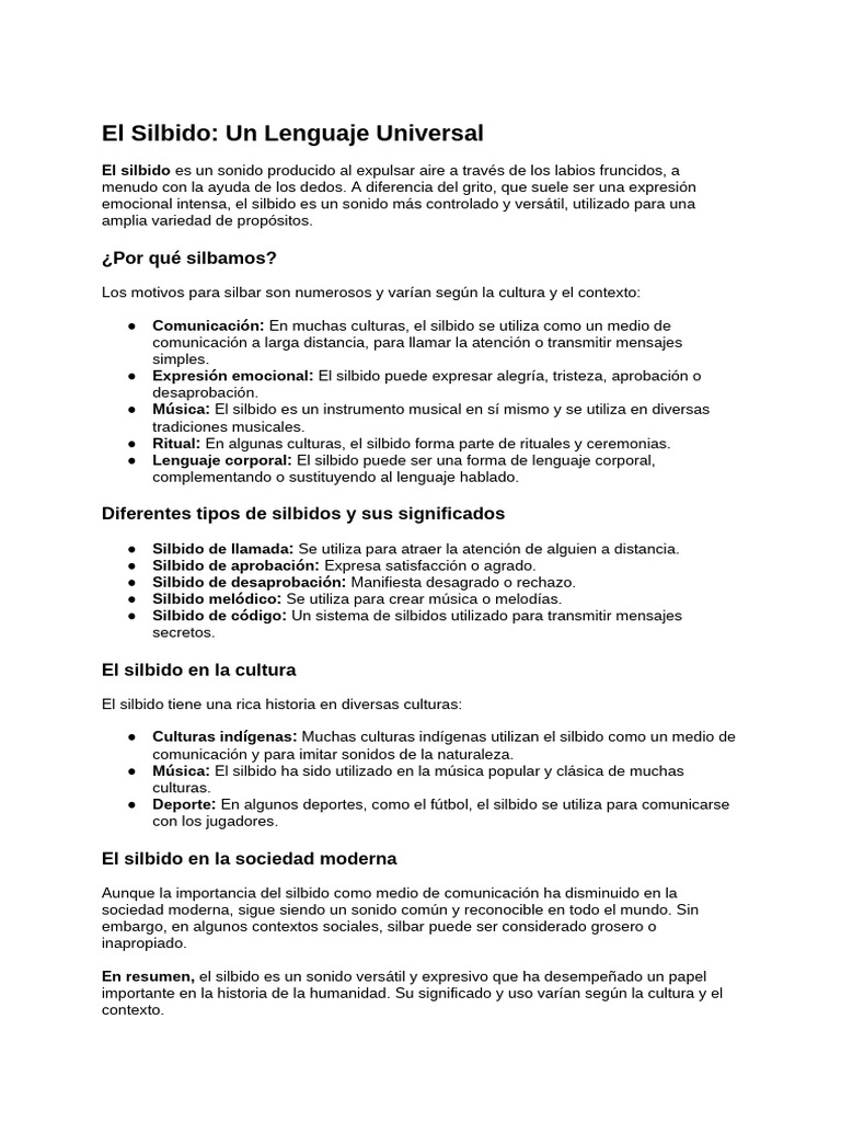 El Silbido: Comunicación y Significado | PDF | Crecimiento personal y ...