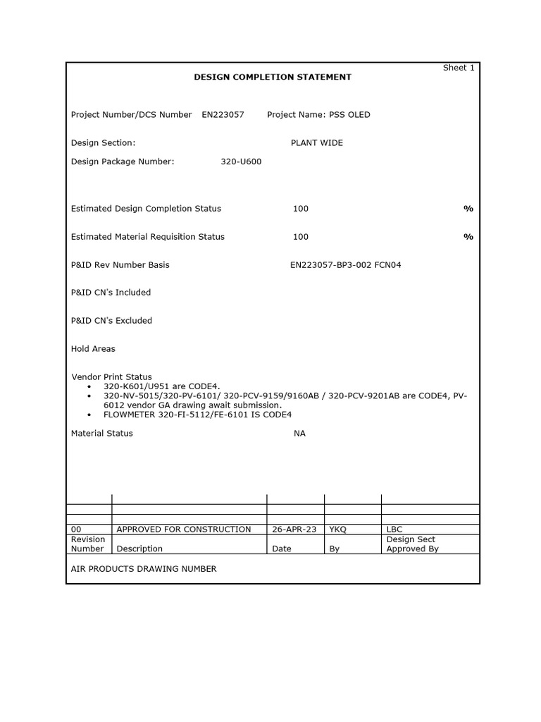 Design Completion Statement-Pss | PDF | Specification (Technical Standard) | Computing