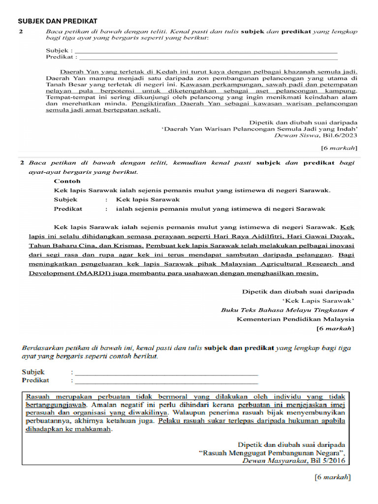Subjek Dan Predikat | PDF