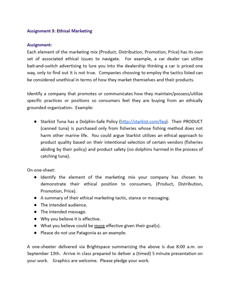 Assignment 3 - Ethical Marketing | PDF | Business | Finance & Money ...