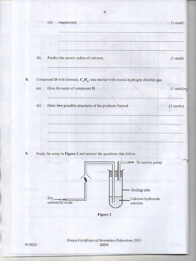 Kcse 2021 2022 Chem PP1 | PDF