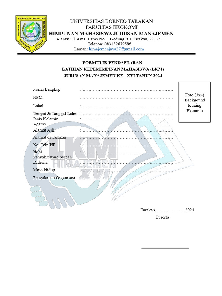 Formulir Pendaftaran LKM 2024 | PDF
