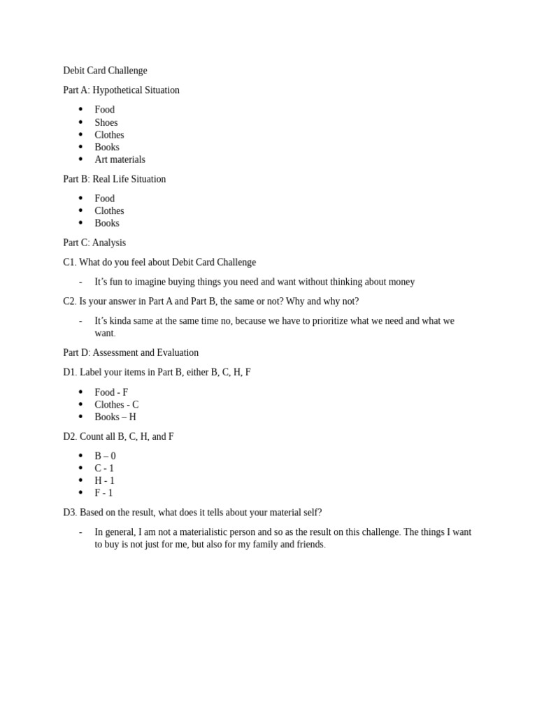 Debit Card Challenge | PDF | Career & Growth | Finance & Money Management