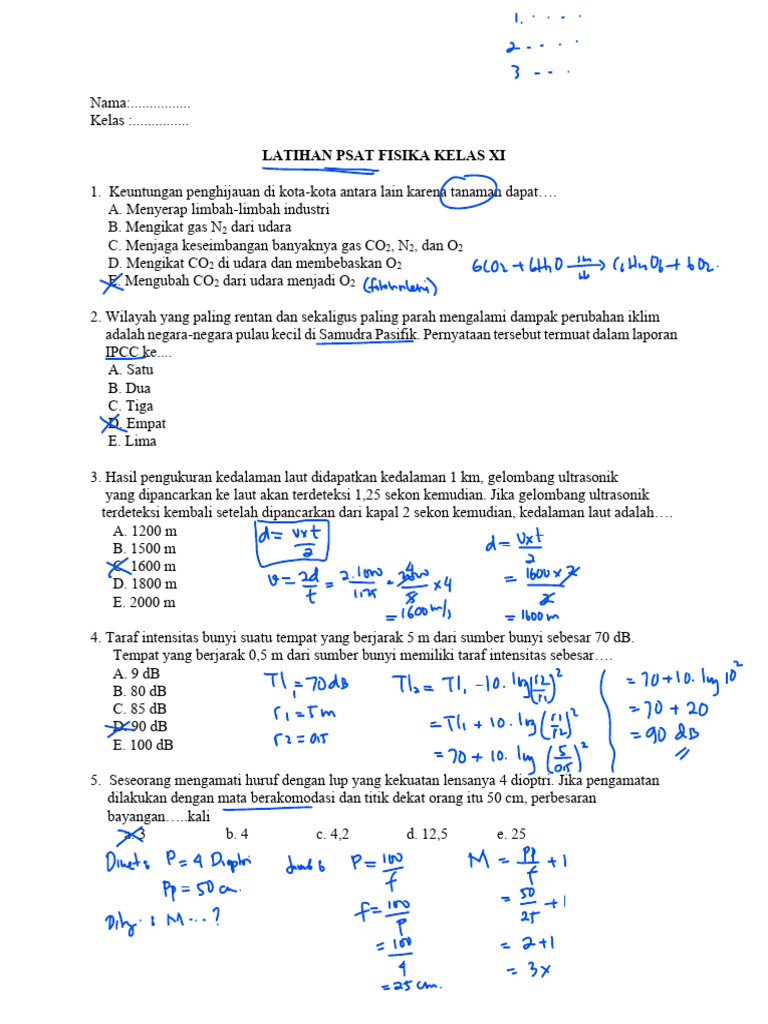 Latihan Psat. Fisika Kelas Xi | PDF | Metode & Bahan Ajar | Griya & Taman