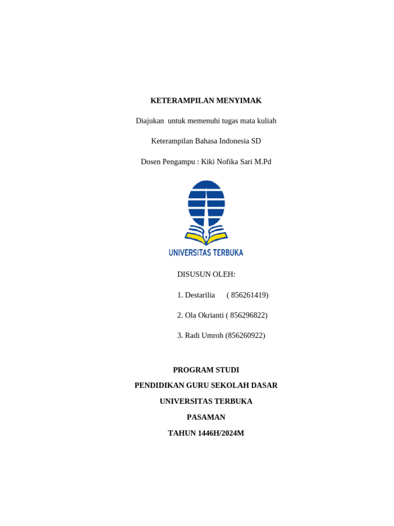 KETERAMPILAN MENYIMAK Oke 1 | PDF