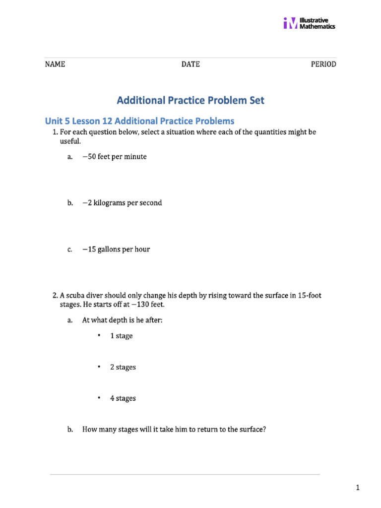 U5 Lesson 12 Additional Practice Problems (Not Required) | PDF