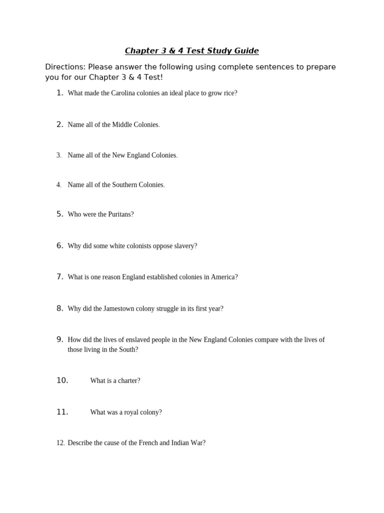 Chapter 3 & 4 Test Study Guide | PDF | Politics | History