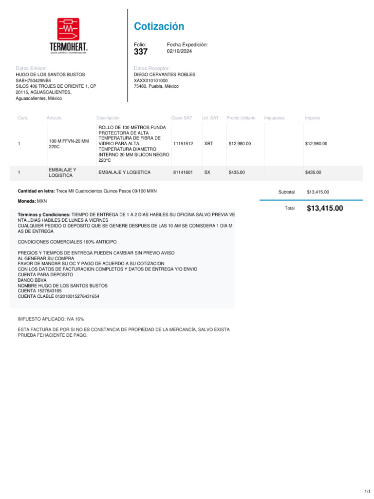 Hc-337-Dieg-024 Cotizacion de Funda de Fibra de Vidrio Negra 20 MM de ...