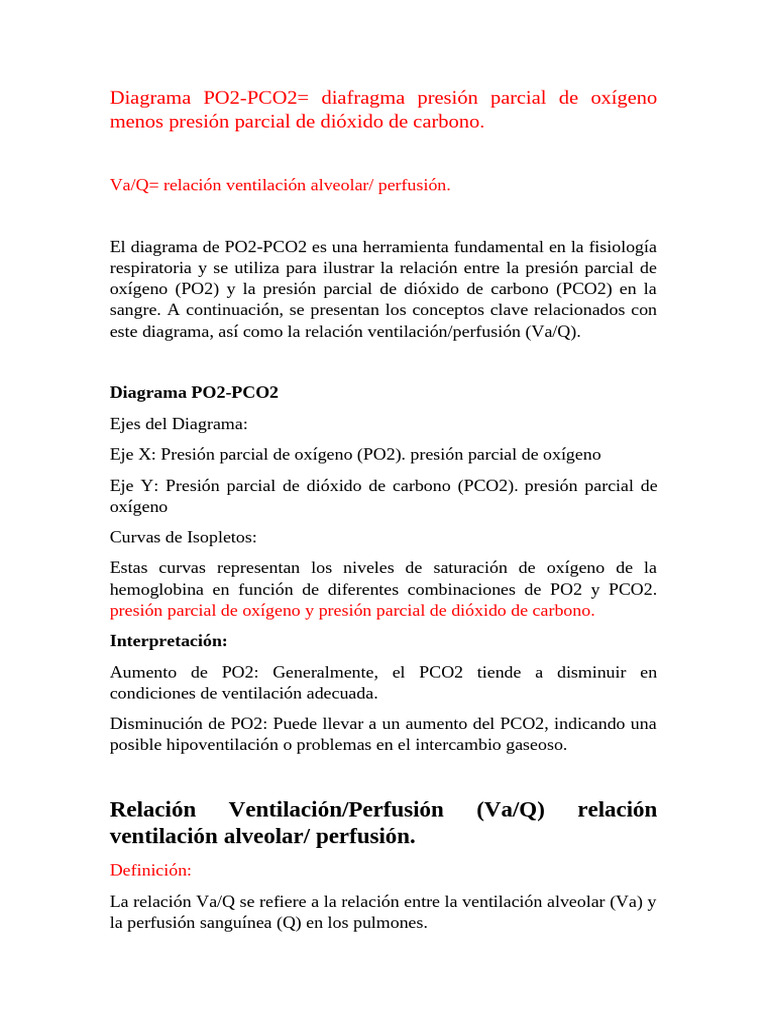 Diagrama PO2-PCO2 y Relación Va/Q | PDF | Enfermedad pulmonar ...