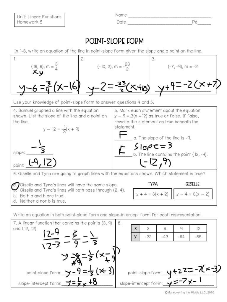 Point Slope Homework | PDF | Mathematics | Mathematical Objects