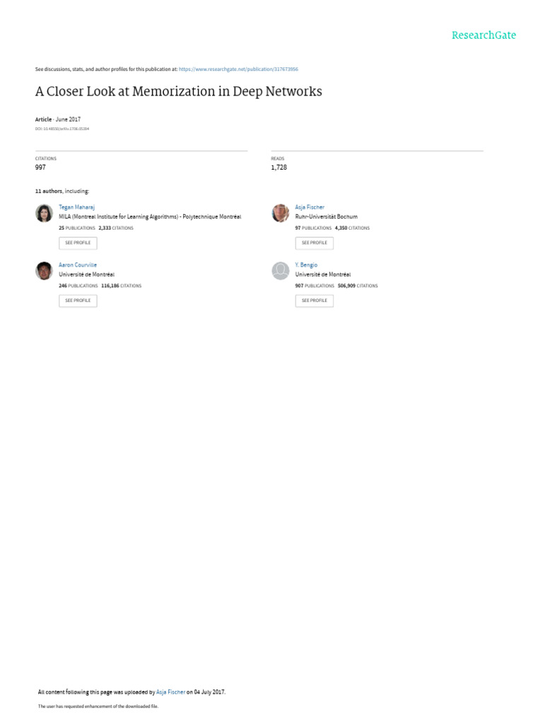 A Closer Look at Memorization in Deep Networks | PDF | Deep Learning ...
