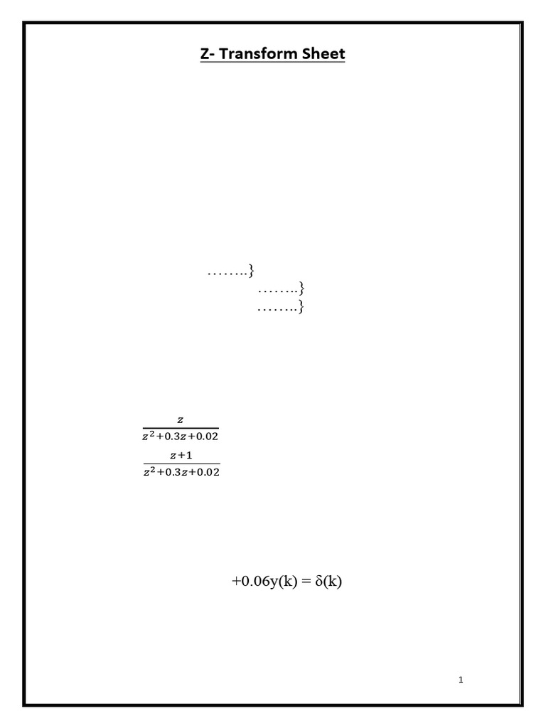 Z-Transform Sheet | PDF