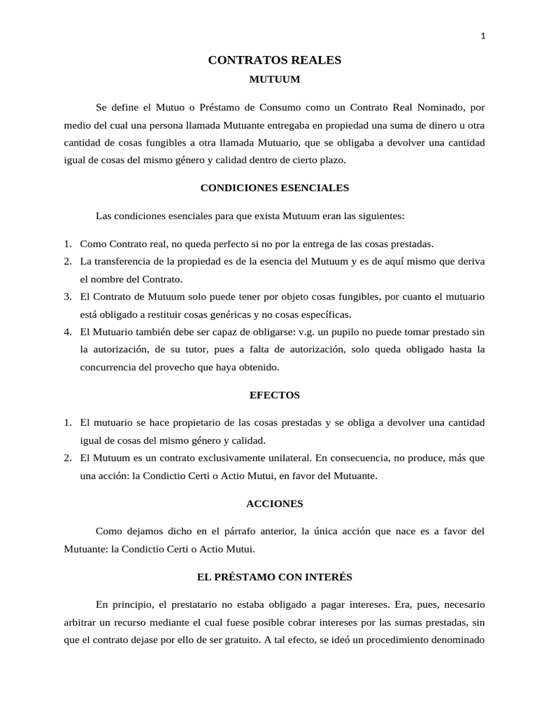 Contratos Reales | PDF | Ley común | Deuda