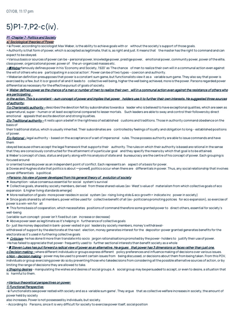 P1 - chp-7 + P2-C (Iv) | PDF | Bureaucracy | Power (Social And Political)