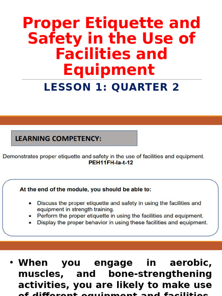 Facility Use Etiquette and Safety Guide | PDF