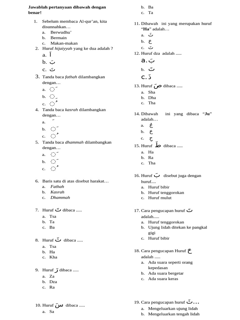 Contoh Soal Kls 1 | PDF