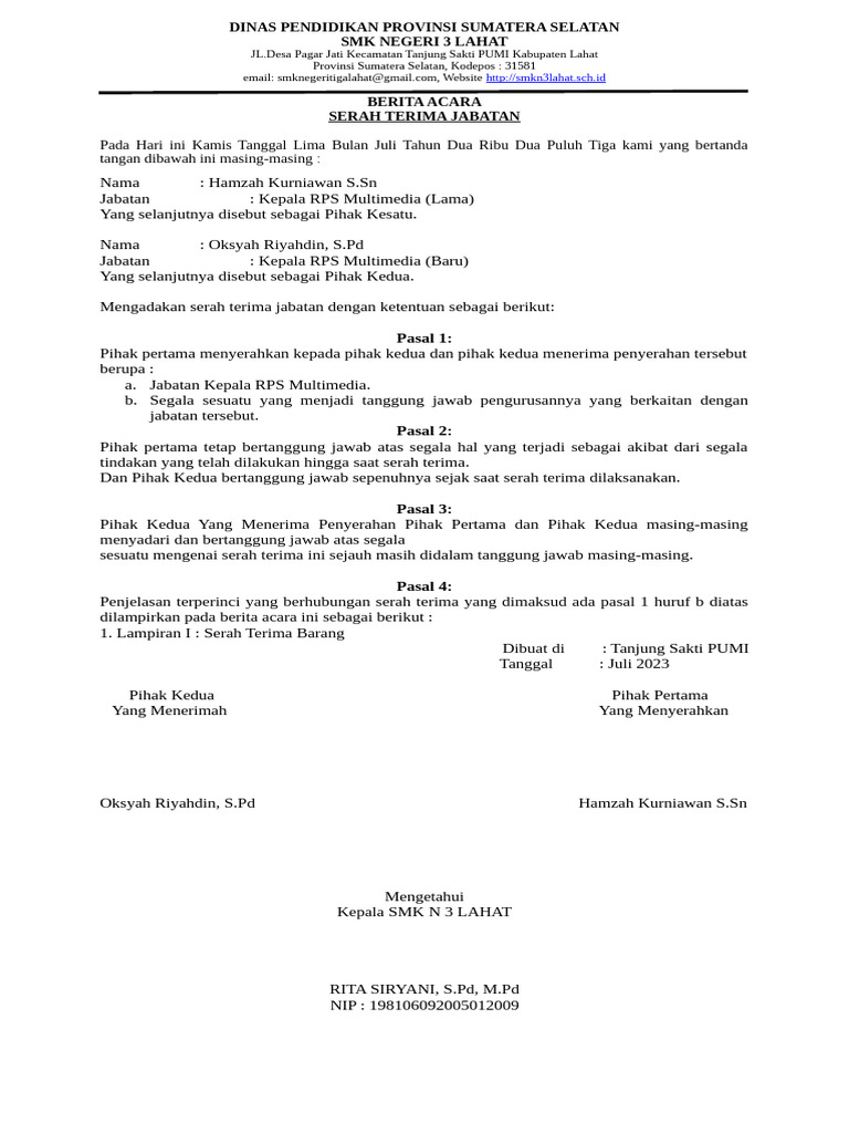 Serah Terima | PDF