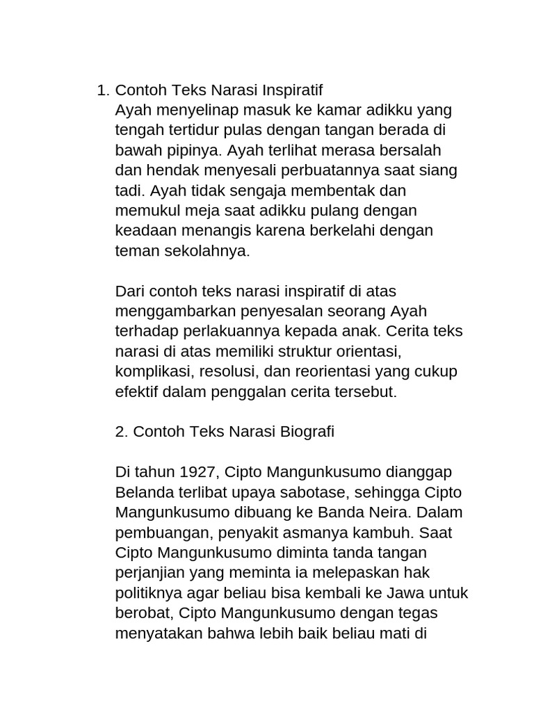 Contoh Teks Narasi Inspiratif dan Biografi | PDF | Fiksi Misteri ...