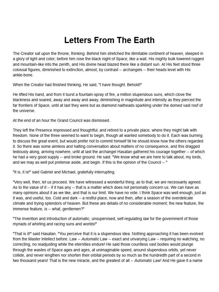 Letters From The Earth | PDF | Stars | Noah's Ark