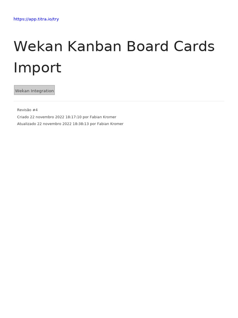 Wekan Kanban Board Cards Import | PDF
