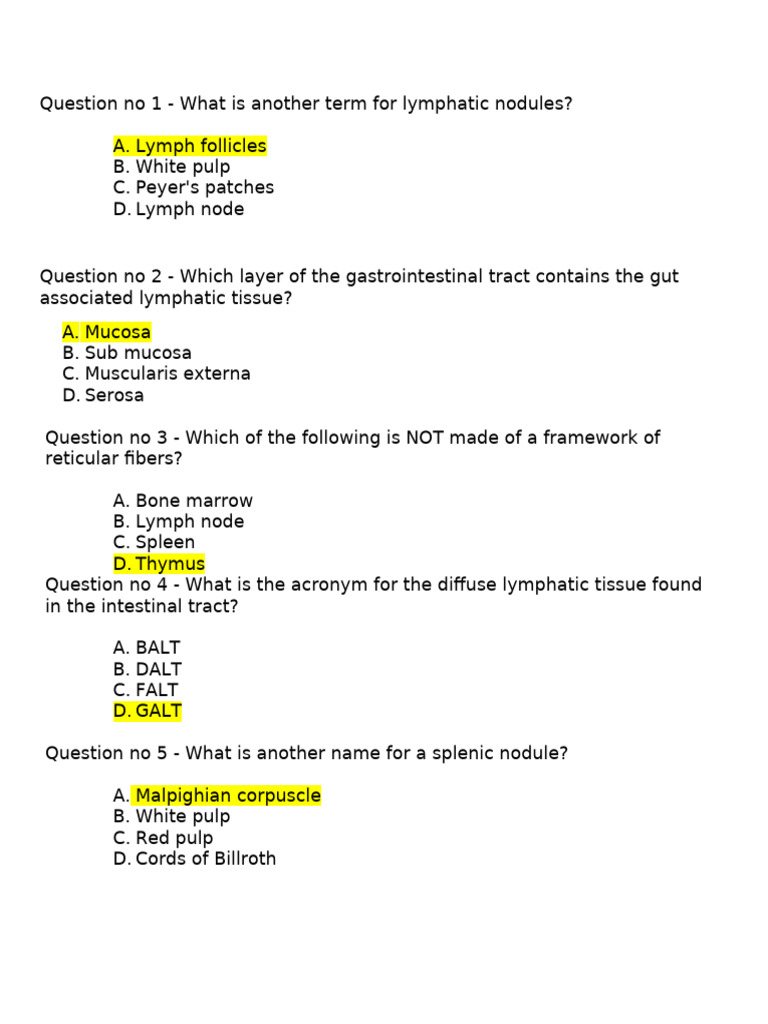 blood module MCQ | PDF | Lymphatic System | Lymph Node