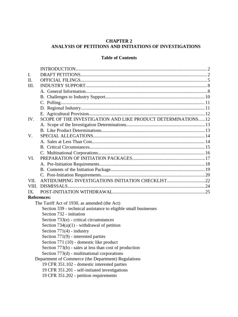 Chapter 02 Petitions | PDF | Dumping (Pricing Policy)