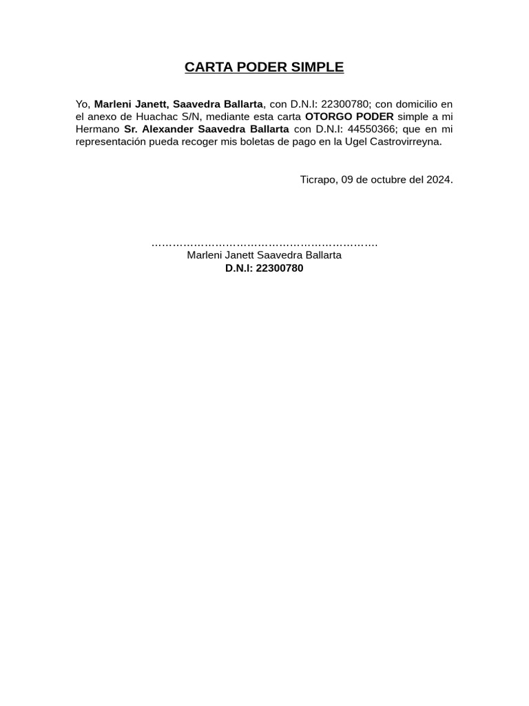 Carta Poder Simple | PDF