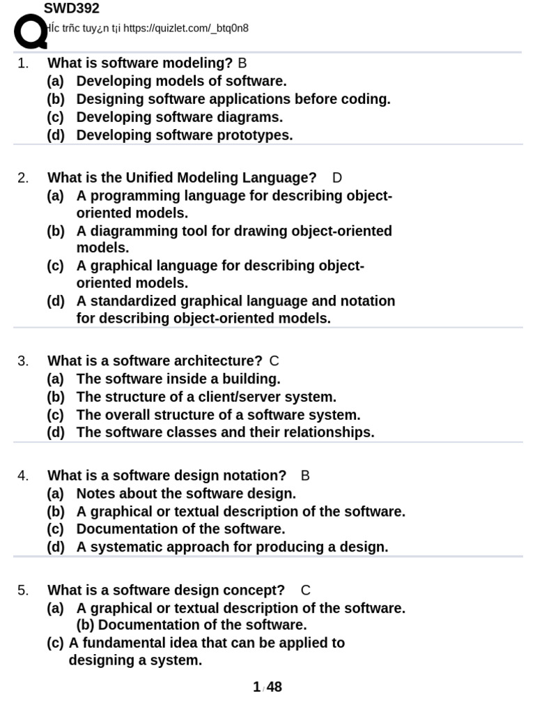 Software Modeling and UML Concepts Guide | PDF | Class (Computer ...