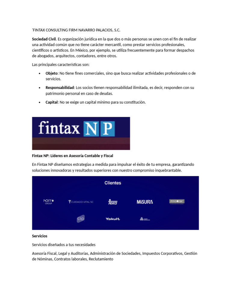 Fintax NP: Expertos en Asesoría Fiscal y Contable | PDF