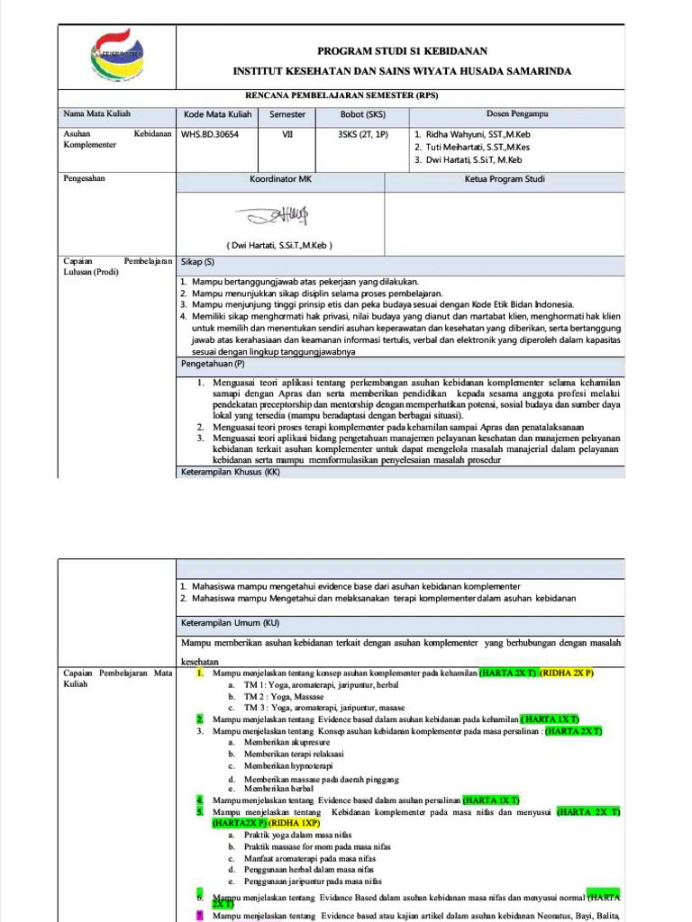 PDF Rps Asuhan Komplementer | PDF