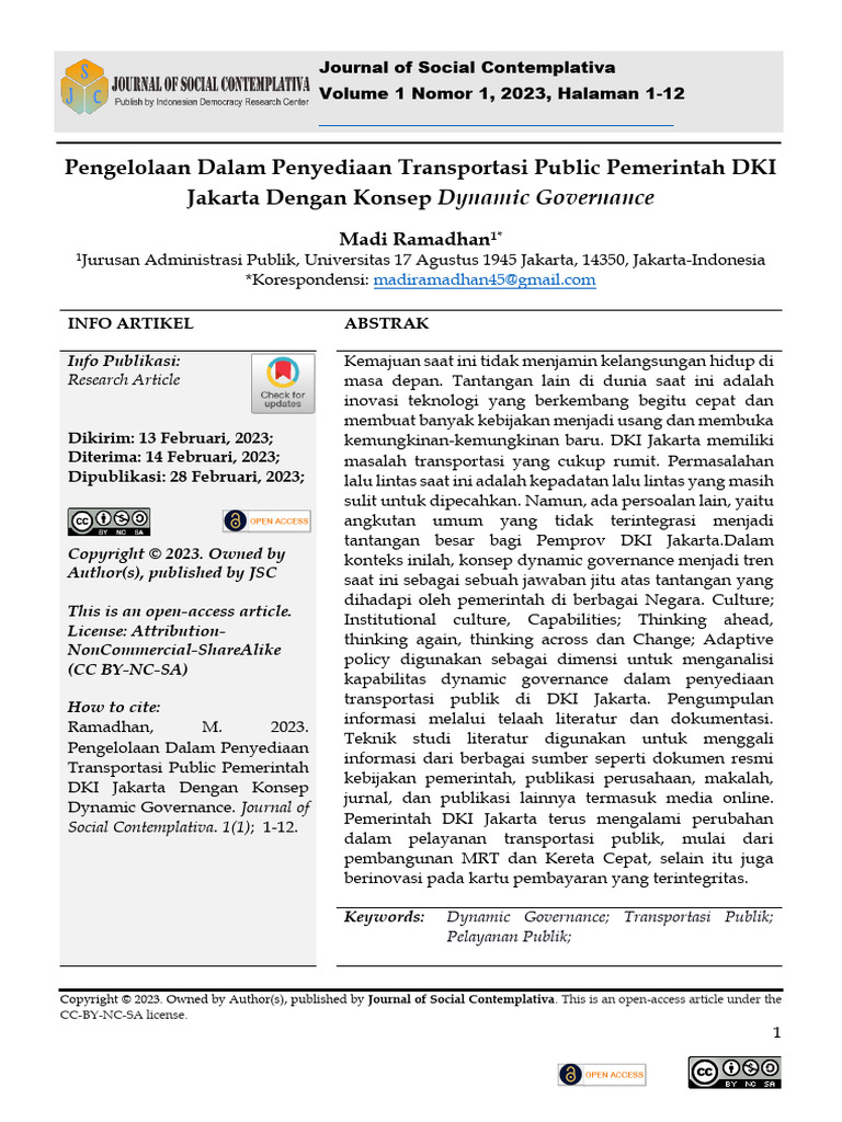 1-12 Pengelolaan Dalam Penyediaan Transportasi Public Pemerintah DKI Jakarta Dengan Konsep ...