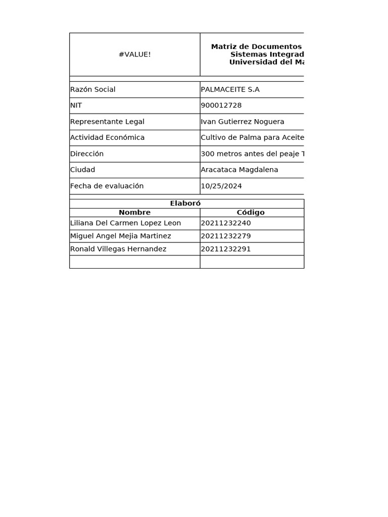 Matriz de Documentos Sg-Hseq Liliana, Ronald, Miguel | PDF | Calidad ...