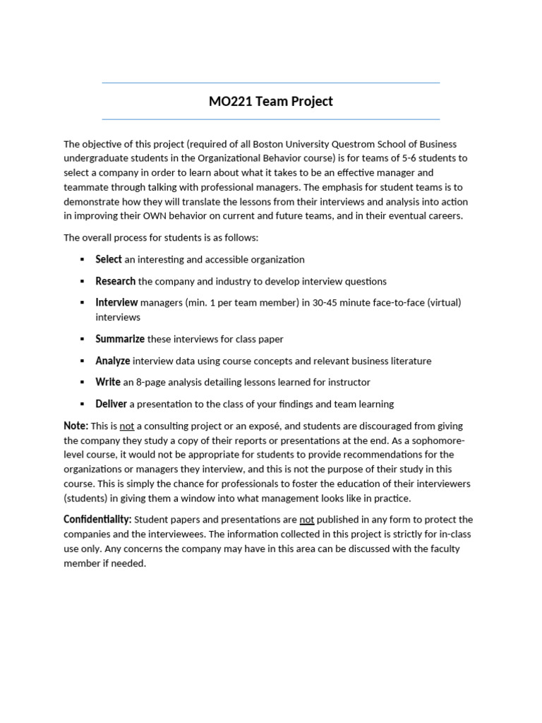 MO Team Project Overview - 1 | PDF | Self-Improvement