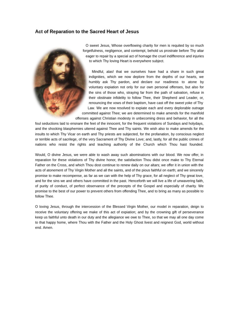 Act of Reparation To Sacred Heart of Jesus | PDF | Religious Belief And ...