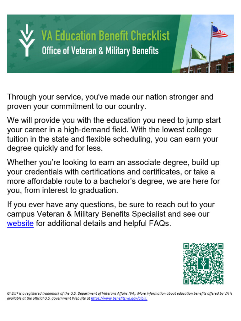 V-VA Education Benefit Checksheet Handout | PDF