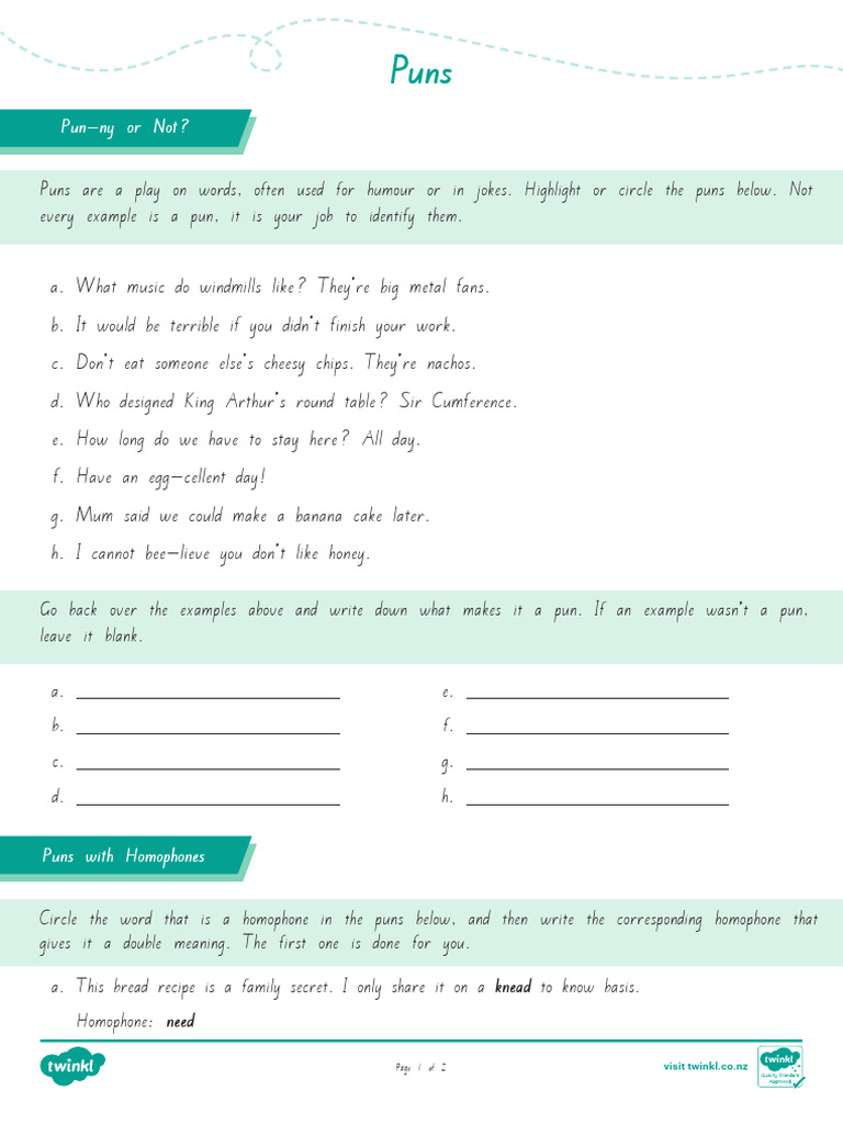 Pun-Worksheet Ver 1 | PDF
